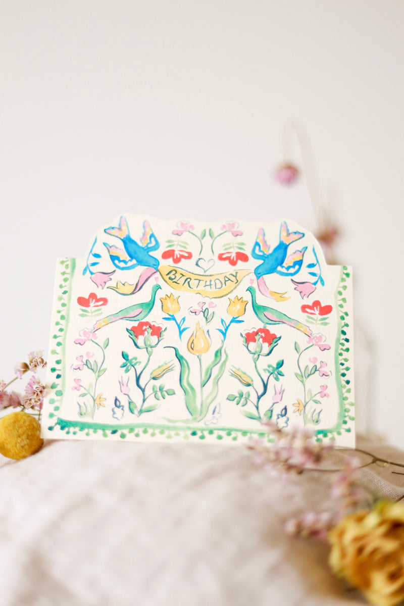 Birthday folk hand-cut card – Sophie Amelia Creates